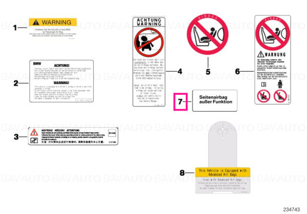 Label "Deactivation side airbag" EN | BavAUTO